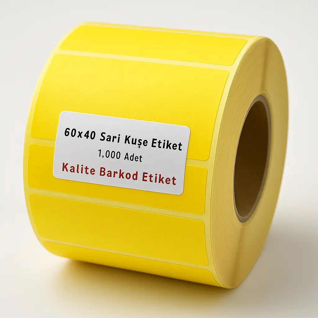60x40 Sarı Kuşe Etiket | Kalite Barkod Etiket